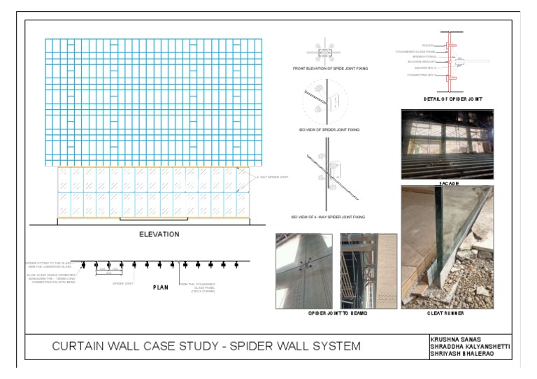 Installation Details and Components of a Spider Wall System for Curtain ...