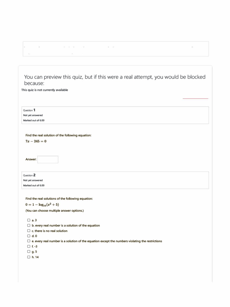 Mathematical Test Sample Pdf Function Mathematics Equations