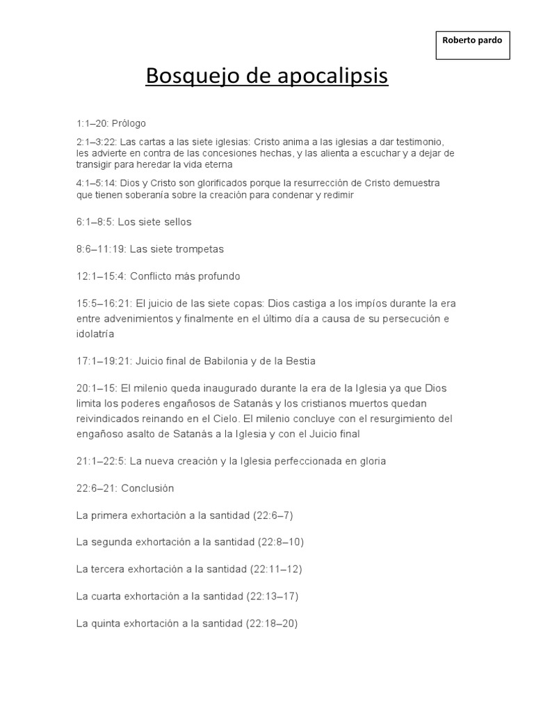Bosquejo de Apocalipsis: Roberto Pardo | PDF