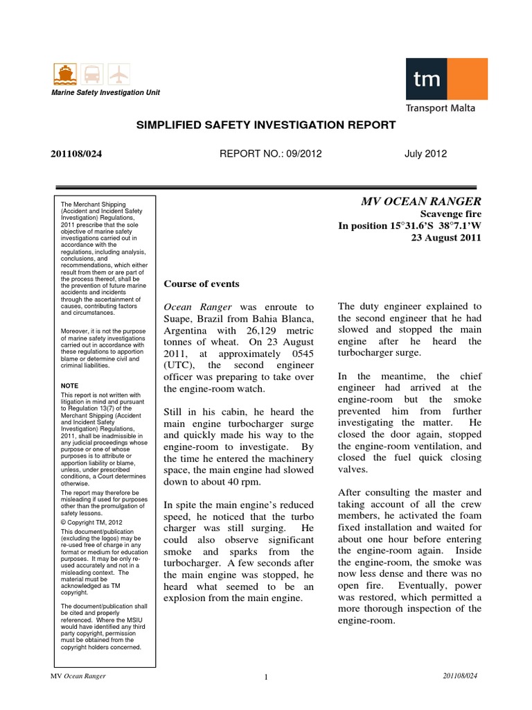 MV Ocean Ranger - Simplified Final Safety Investigation Report | PDF ...