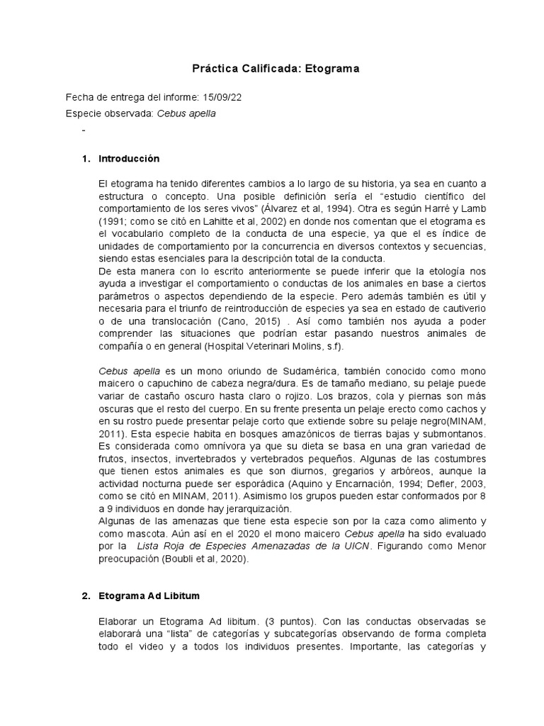 Etograma - Etología | PDF | Organismos | Zoología