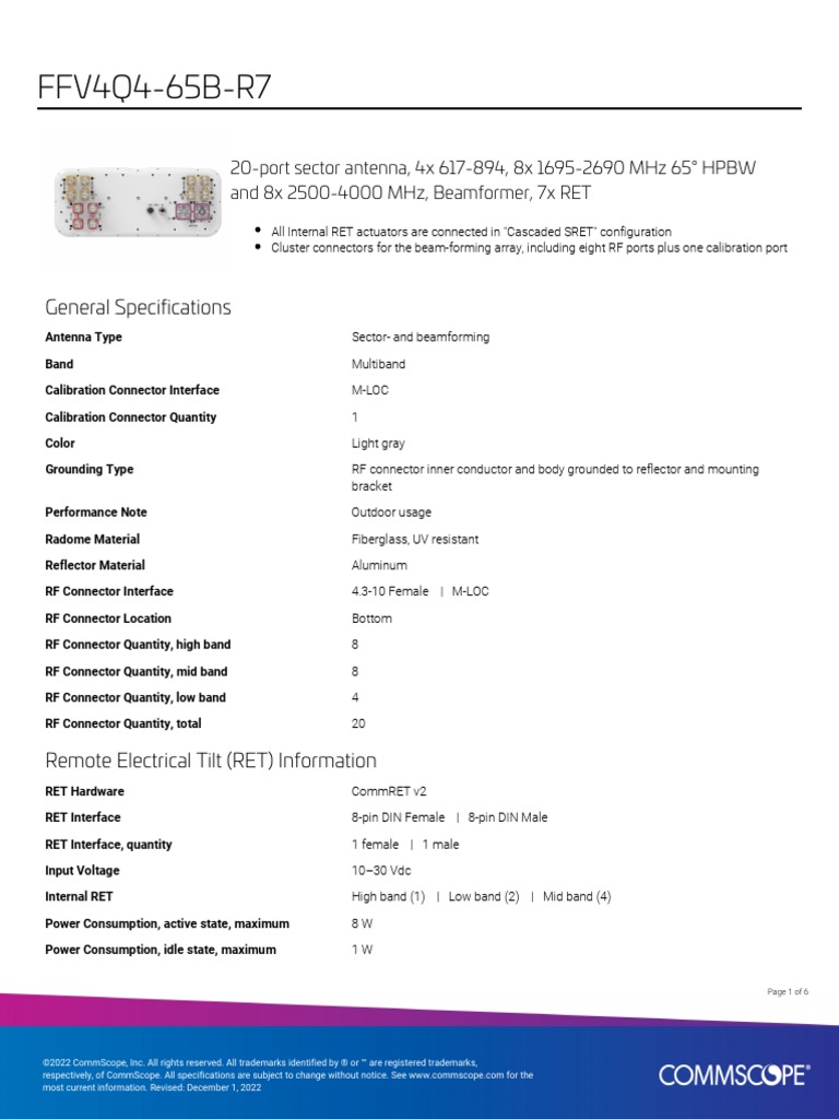 FFV4Q4-65B-R7 Product Specifications | PDF | Antenna (Radio ...