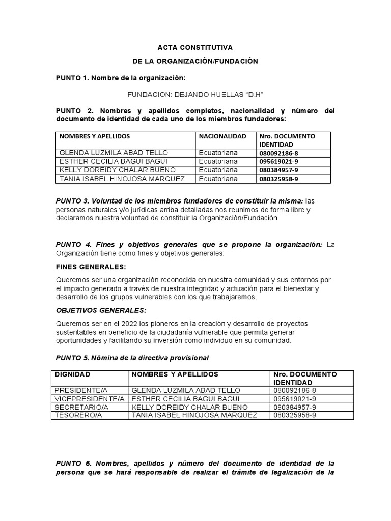 ACTA CONSTITUTIVA Corregida | PDF