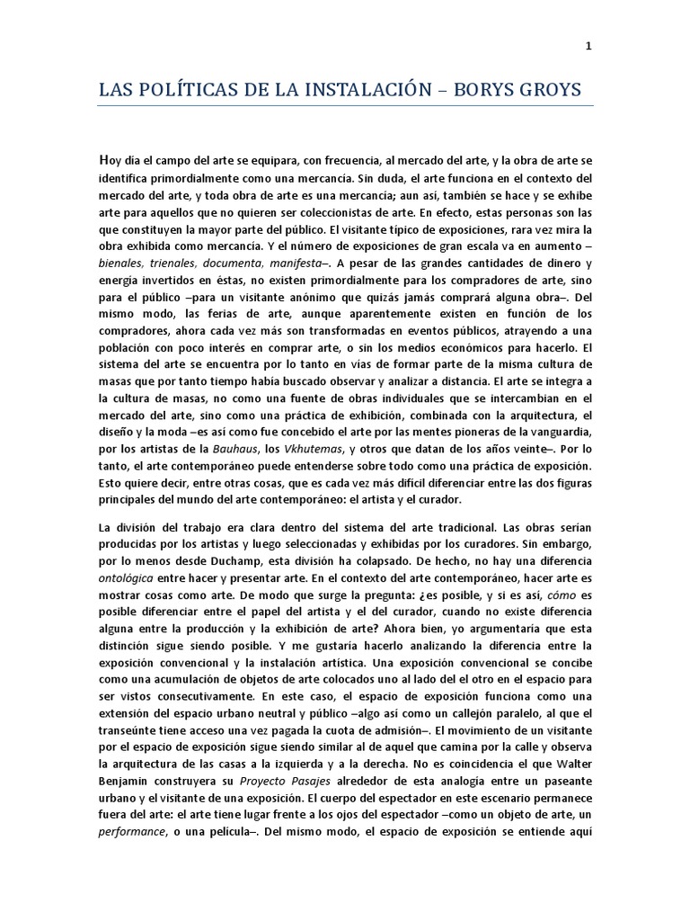Las Politicas de La Instalacion - Boris Groys | PDF | Democracia ...