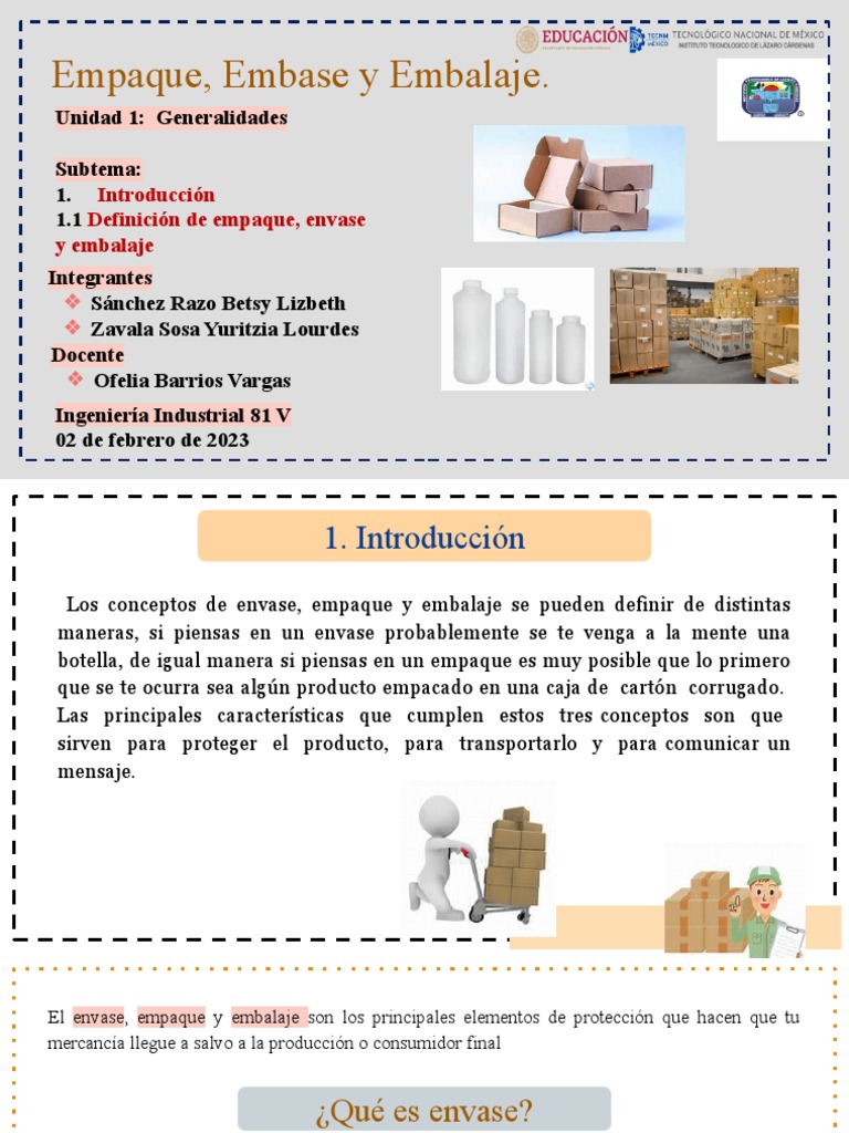 Tema 1. Definición de Envase, Empaque y Embalaje. | PDF | Marketing