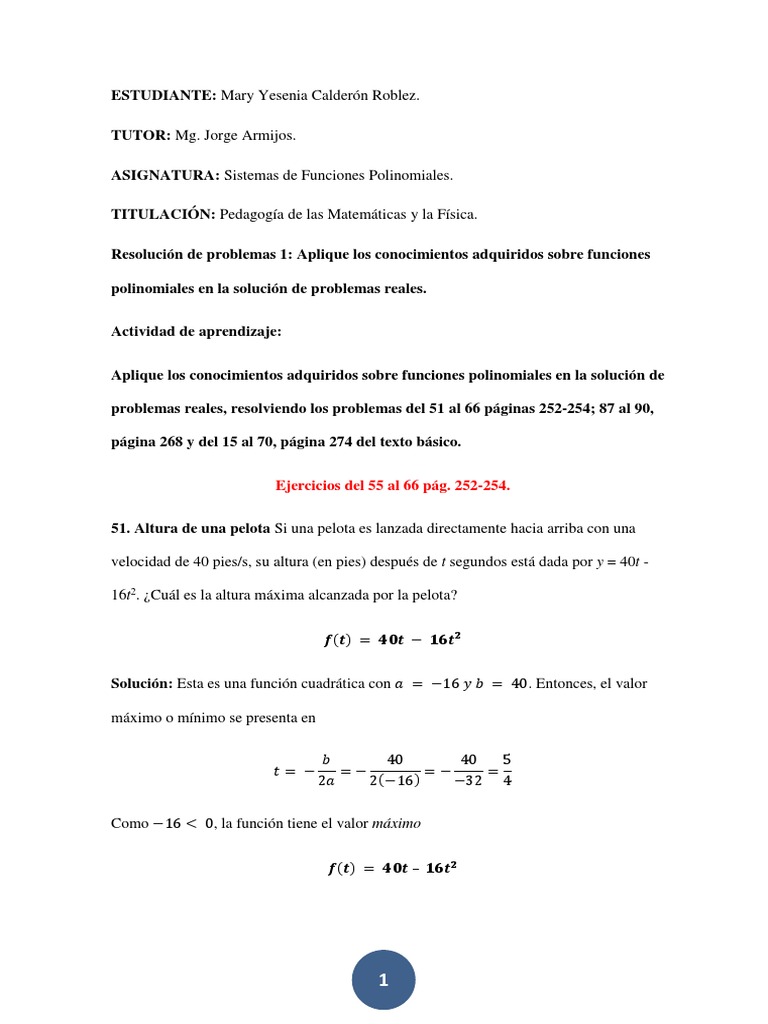 Segundo Bimestre Resolucion de Problemas 1 Funciones Polinomiales. | PDF | Precios | Función ...