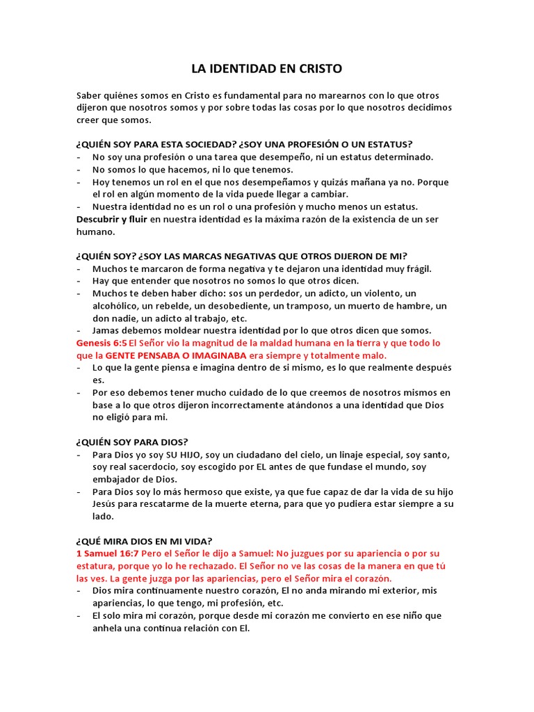1 La Identidad en Cristo | PDF | Cristo (título) | Dios