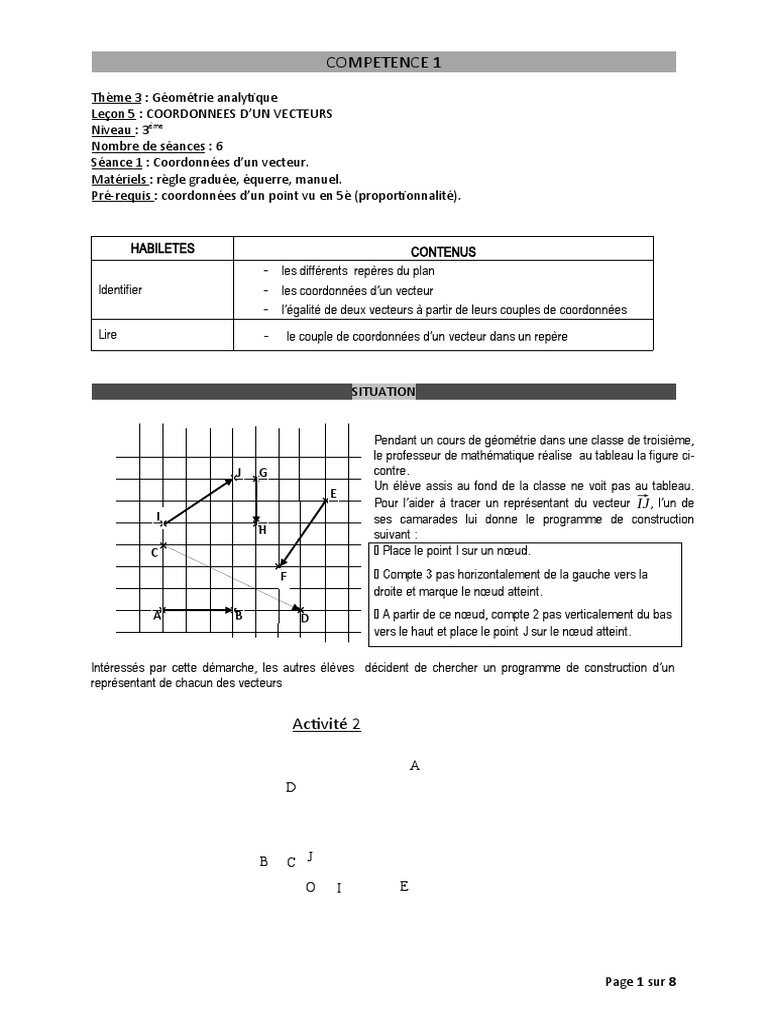 COORDONNEES D'UN VECTEUR 3è | PDF | Coordonnées cartésiennes | Plan (Géométrie)