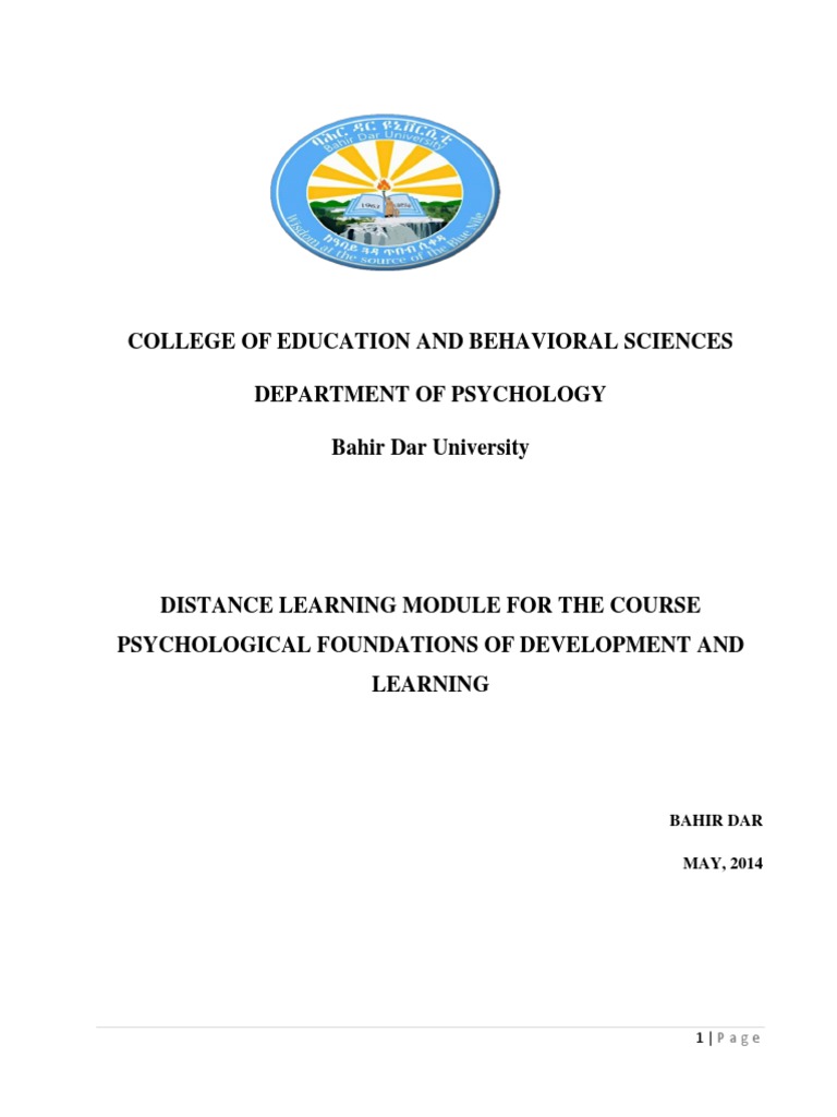 Psychological Foundation (Distance Learning Module) | PDF | Psychology ...