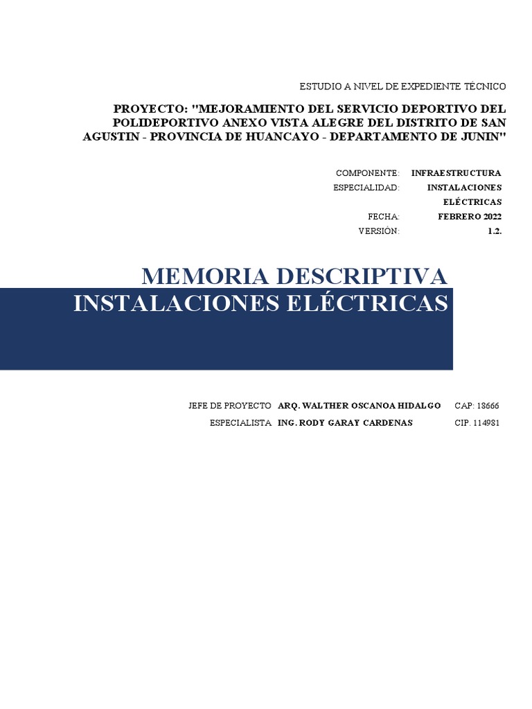 Memoria Descriptiva: Instalaciones Eléctricas | PDF | Ingenieria Eléctrica | Resistor