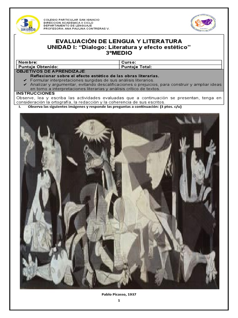 Evaluación de Lengua y Literatura 3° Medio | PDF | Estudios de idiomas ...