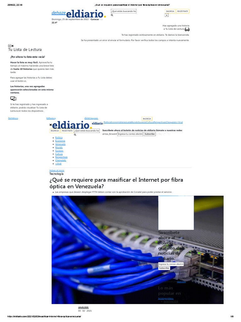 ¿Qué Se Requiere para Masificar El Internet Por Fibra Óptica en ...