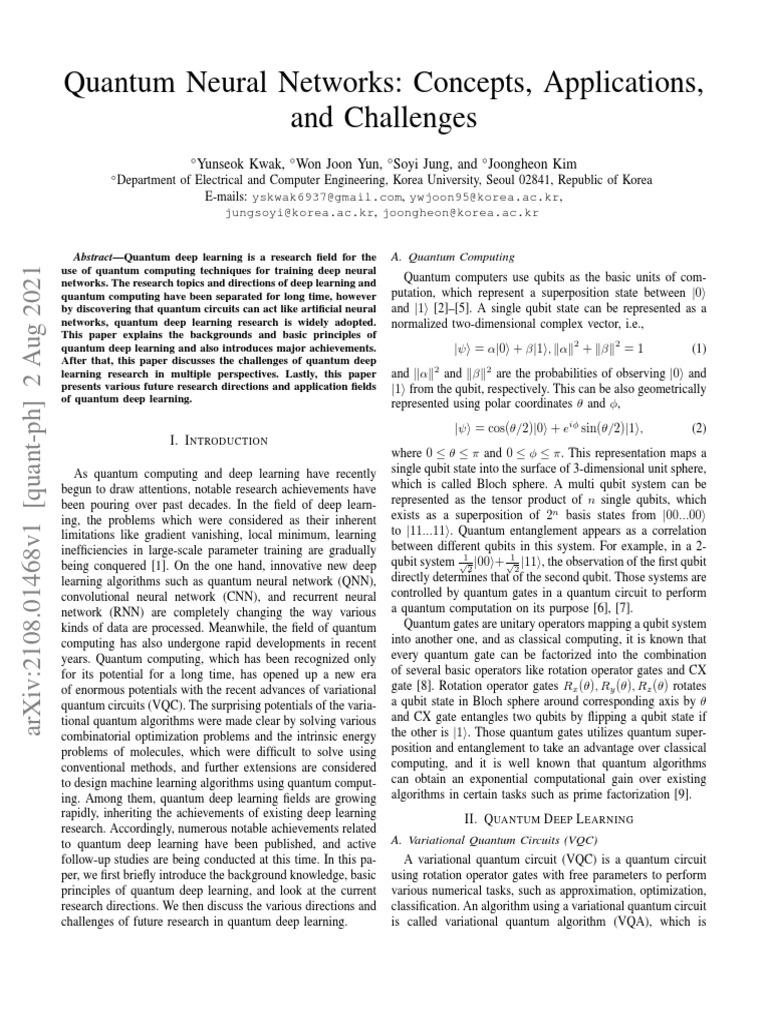 Quantum Neural Networks: Concepts, Applications, and Challenges | PDF | Computer Science ...
