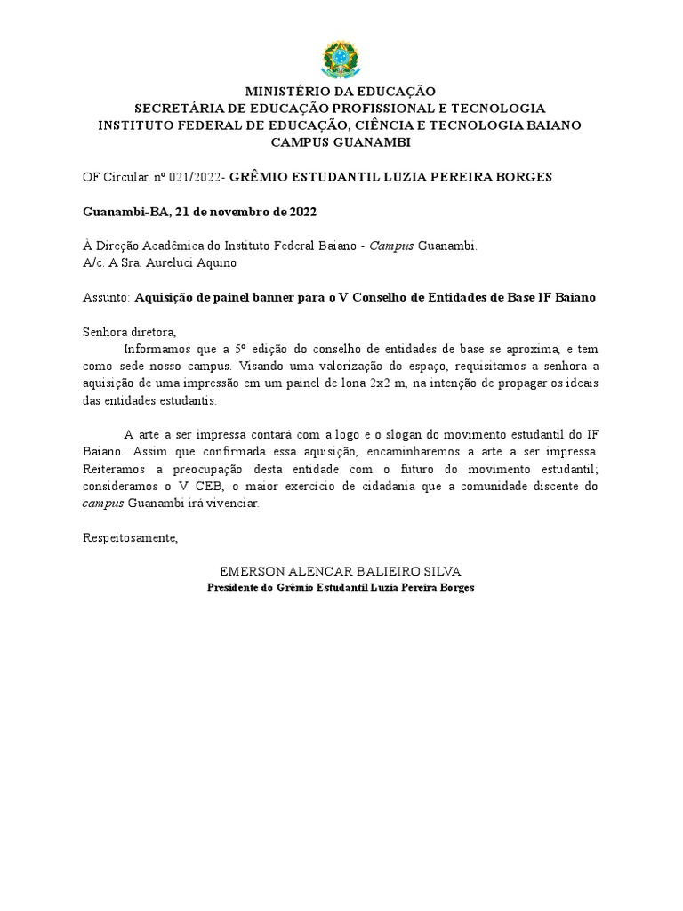 Ofício Circular - 021 | PDF Ofício Circular - 021 | PDF