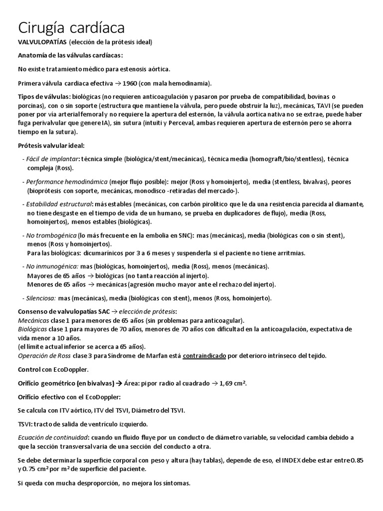 Elección de Prótesis Valvular Cardíaca | PDF | Cirugía | Anestesia