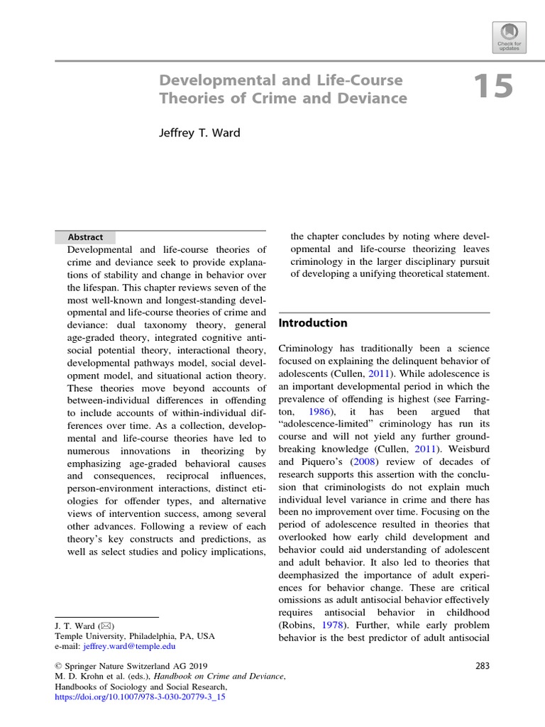 Developmental and Life-Course Theories of Crime and Deviance | PDF | Juvenile Delinquency | Anti ...