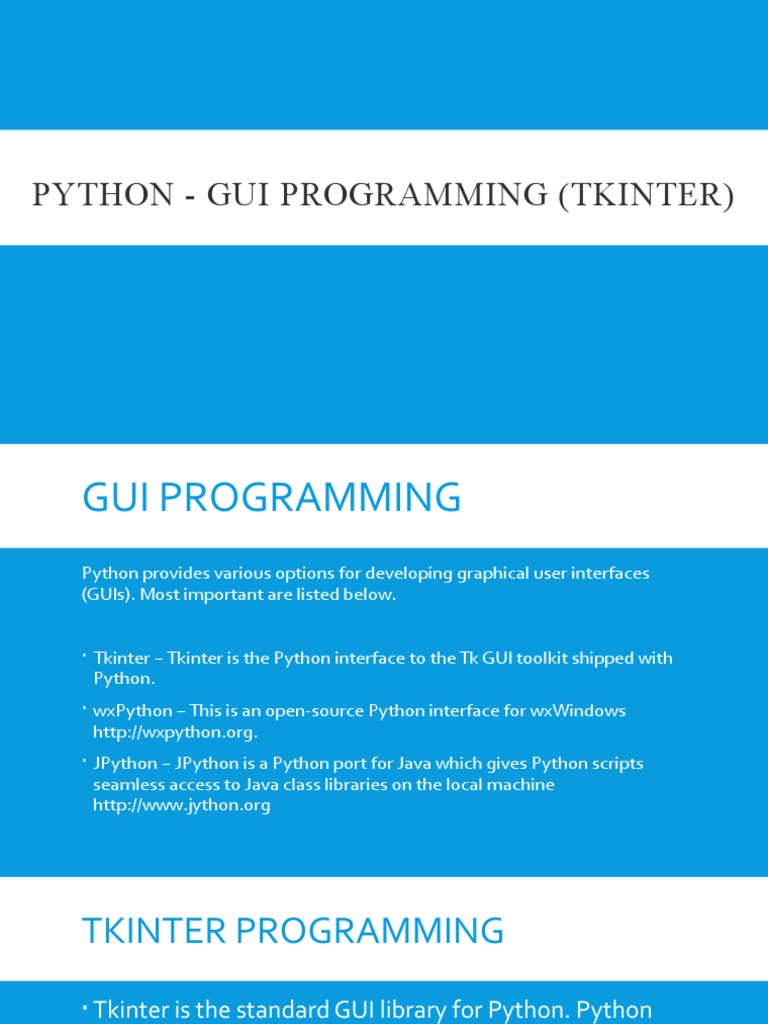 Python GUI Programming with Tkinter | PDF | Computers | Technology & Engineering