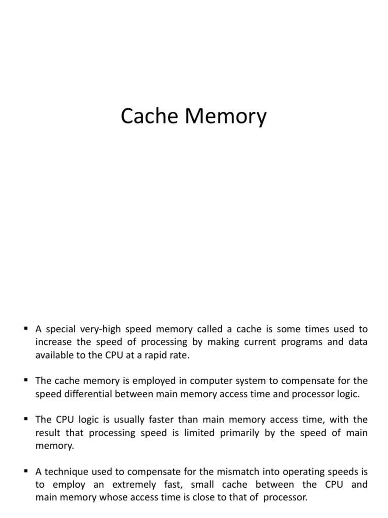 Cache Memory | Download Free PDF | Cpu Cache | Cache (Computing)