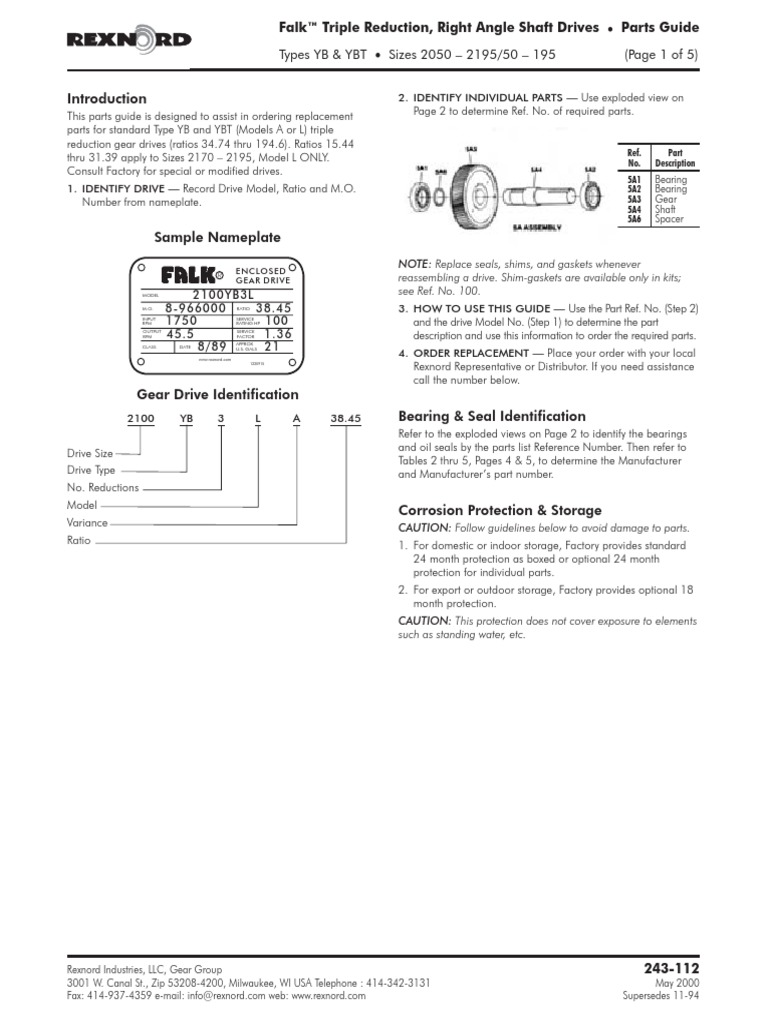 Rolamentos e Retentores - Falk-Type-YB,-YBT | PDF | Gear | Manufactured ...