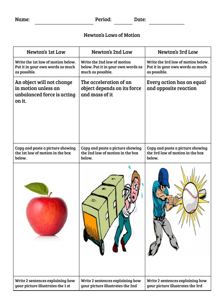 Newton's Laws of Motion Graphic | PDF