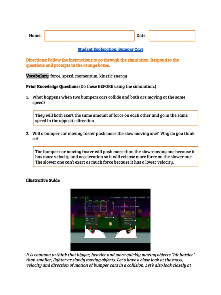 Bumper Cars: Collision Physics Explained | PDF | Collision | Momentum