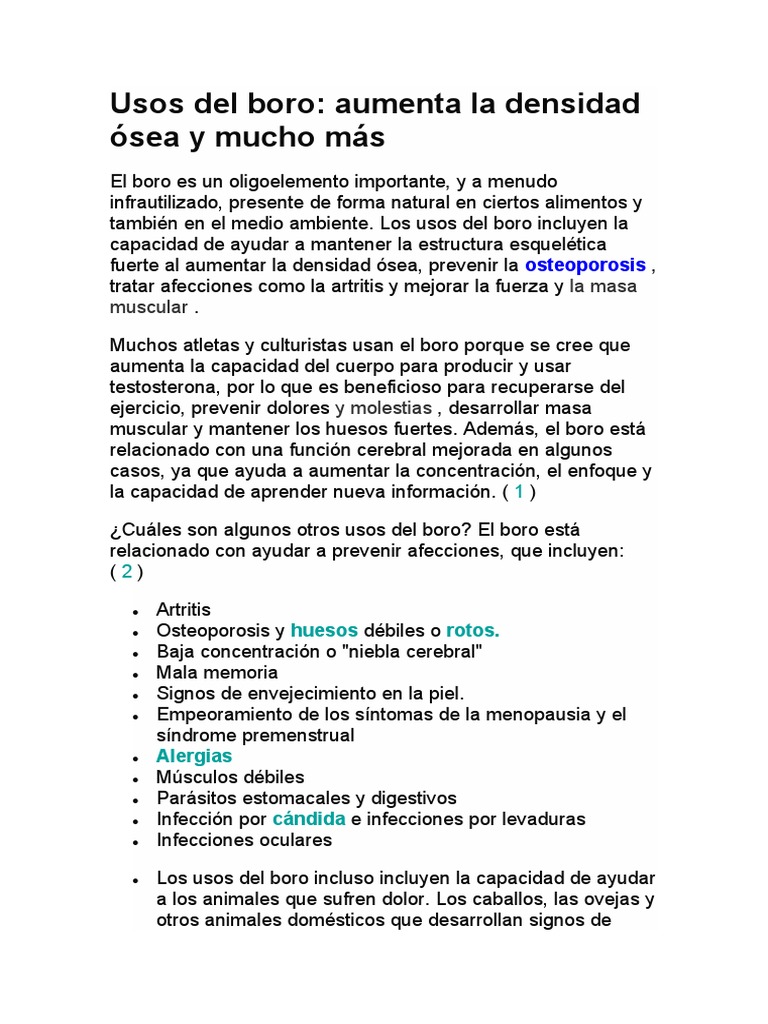 Usos Del Boro | PDF | Hueso | Alimentos