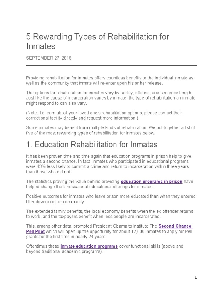 Inmate Rehabilitation Strategies | PDF | Prison | Rehabilitation (Penology)