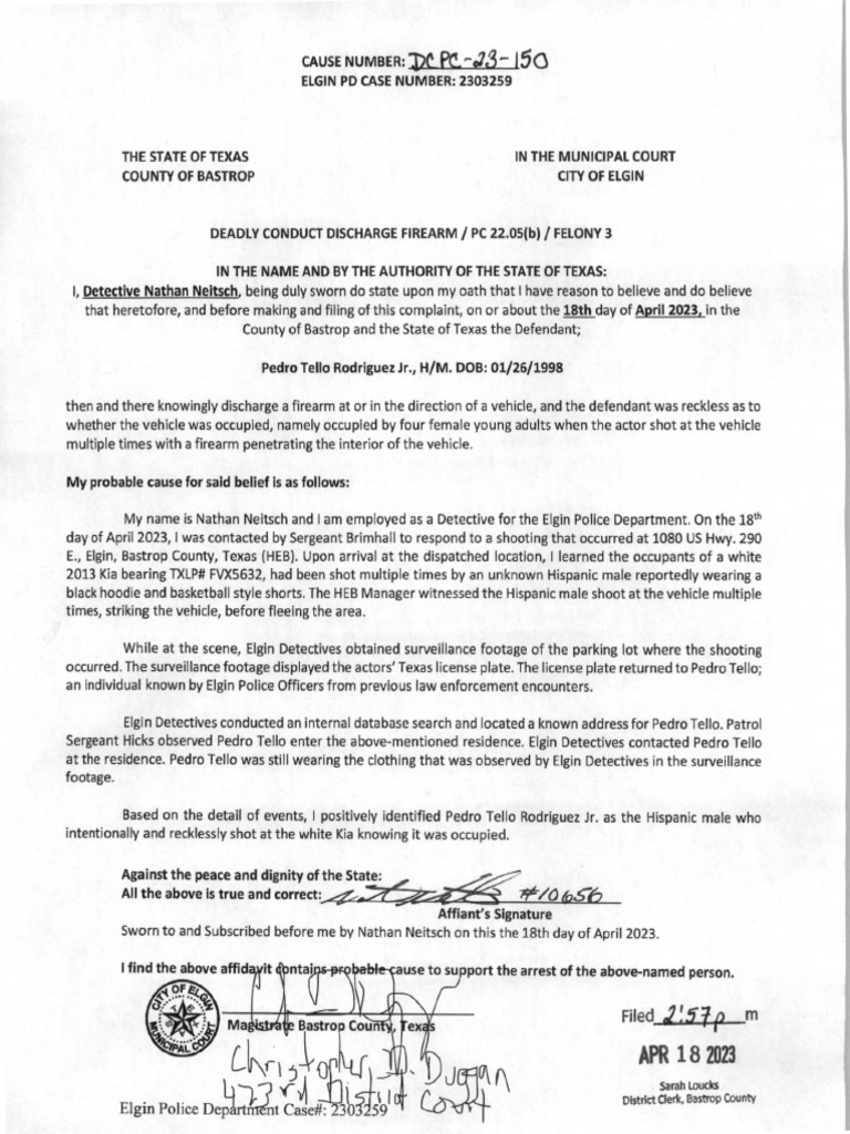 Complaint Probable Cause Affidavit | Download Free PDF | Detective | Crimes