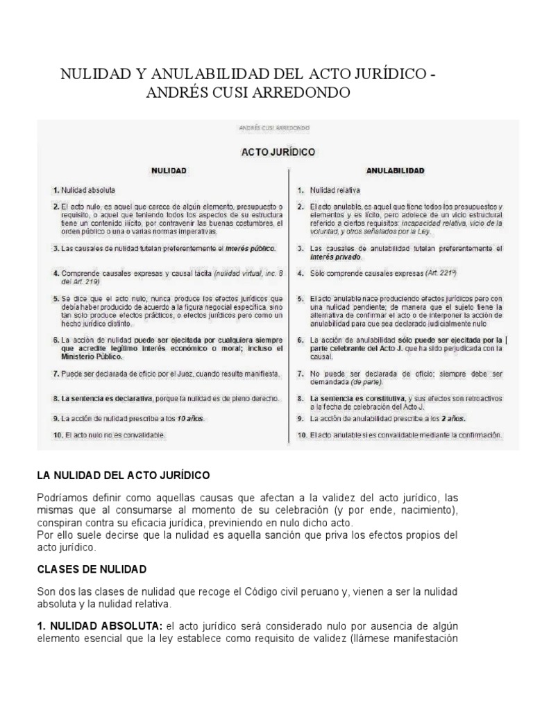Nulidad y Anulabilidad Del Acto Jurídico | PDF
