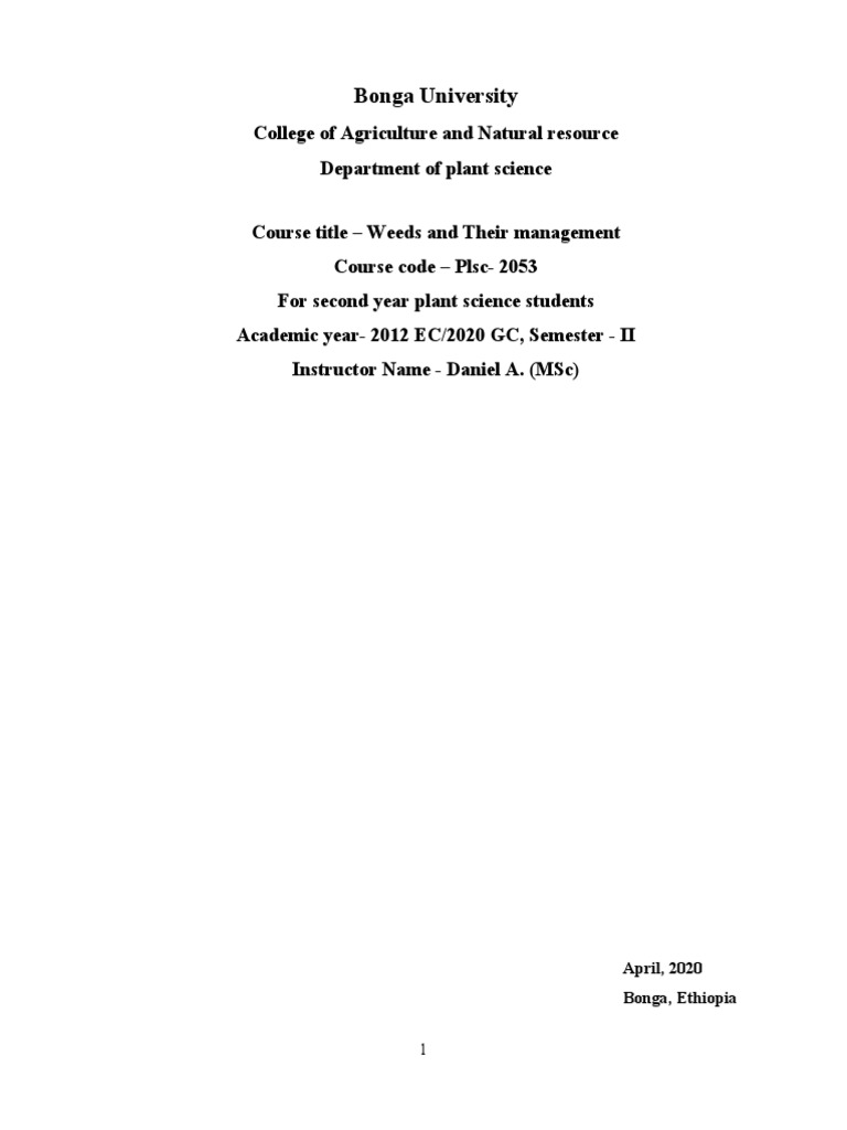 Bonga University | PDF | Weed | Seed