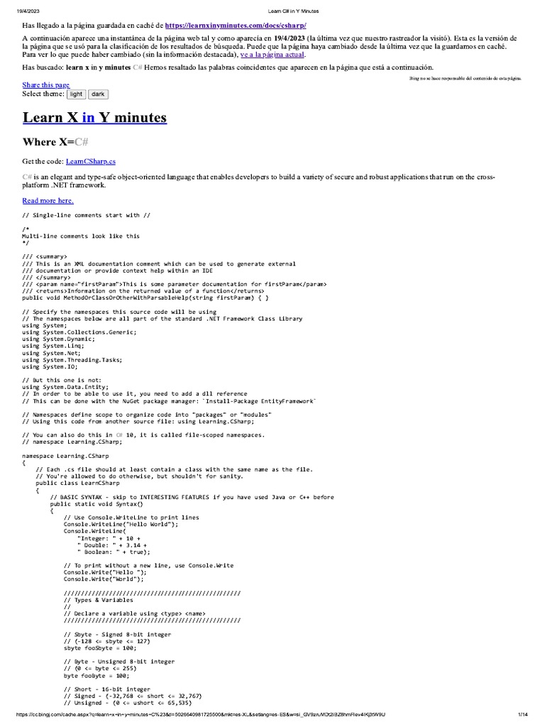 Learn C# in Y Minutes | PDF