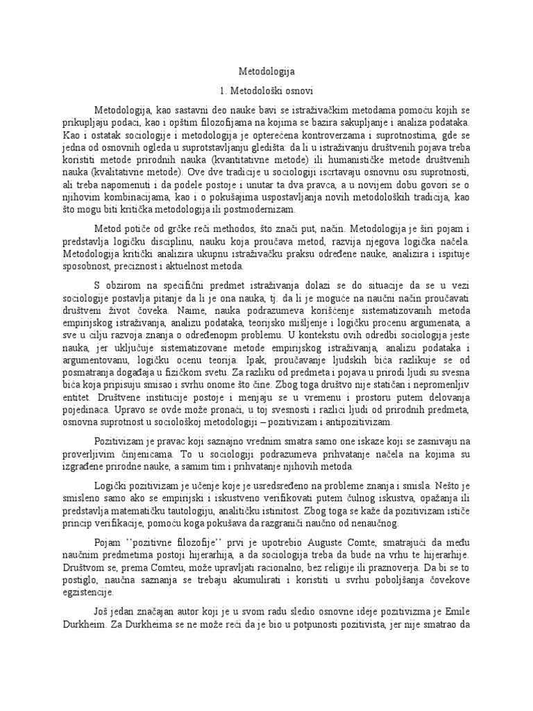 Osnovi Metodologije | PDF