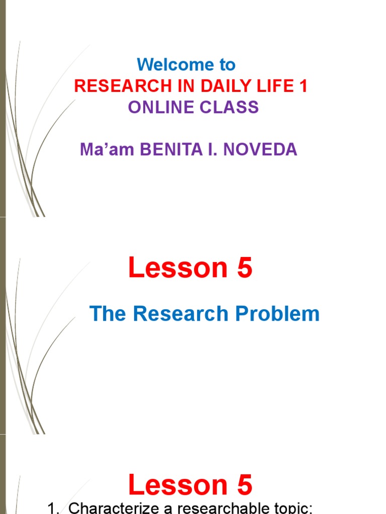 Research in Daily Life 1: Welcome To | PDF | Experience | Theory