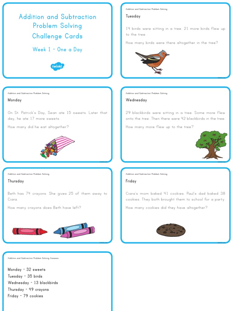 Us N 237 Weekly Addition and Subtraction 1 Challenge Cards - Ver - 1 | PDF