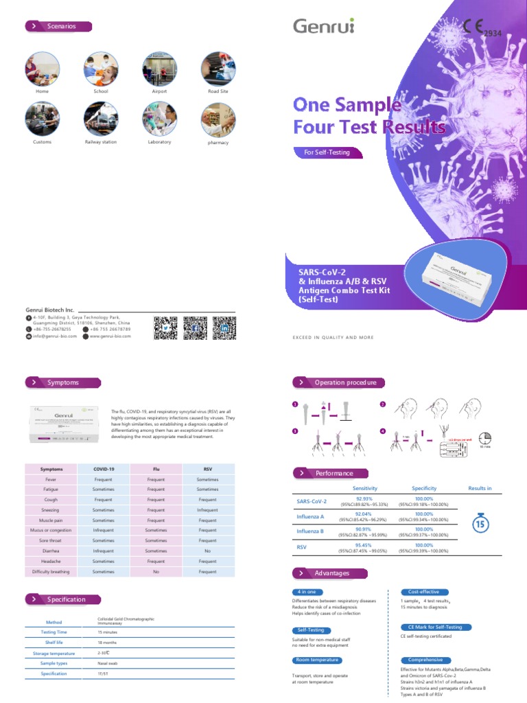 Sars-Cov-2 & Influenza AB & RSV Antigen Combo test Kit (Self-Testing ...