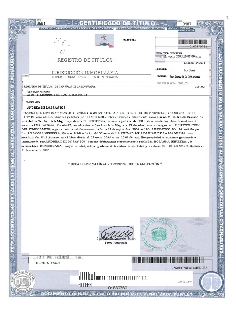 Título Casa de Andrea | PDF | Documentos legales | Documento