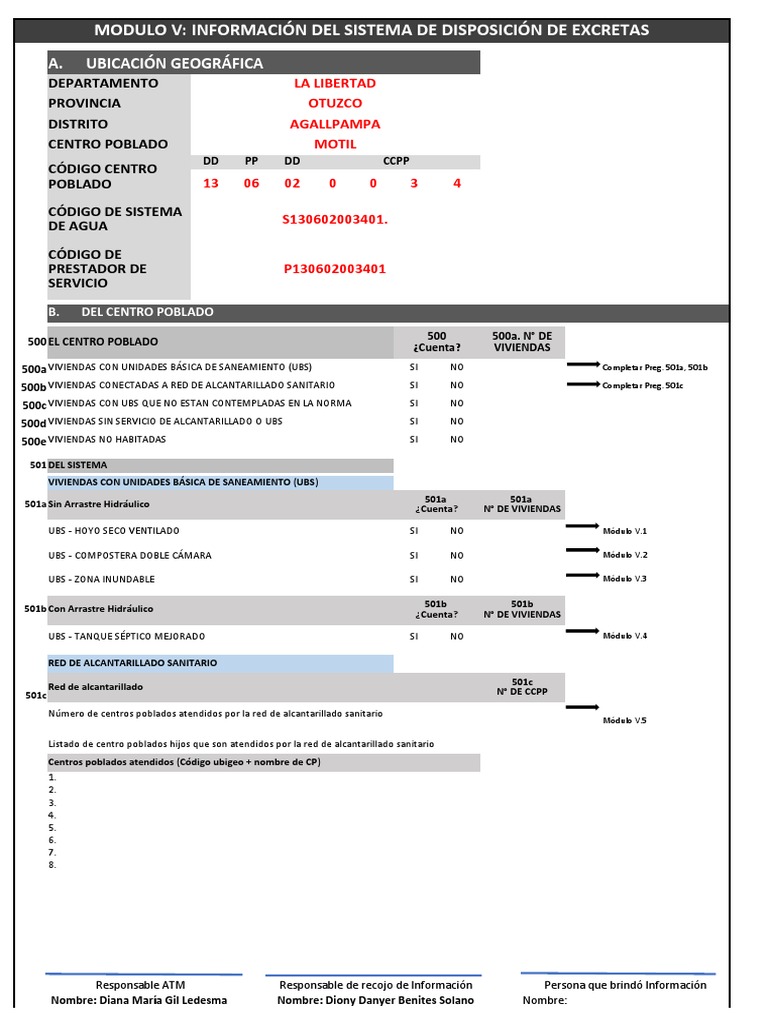 Ficha Módulo V (Con Anexo Gráfico) - DATASS | PDF | Alcantarillado | Saneamiento