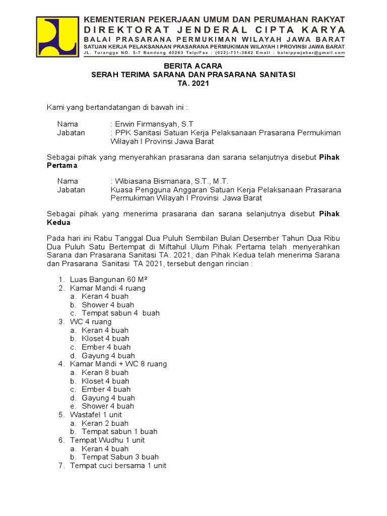 BA Serah Terima PPK Kepada KPA | PDF