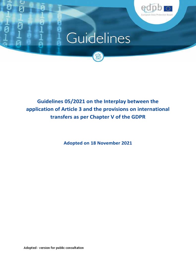 Guidelines 05/2021 On The Interplay Between The Application of Article ...