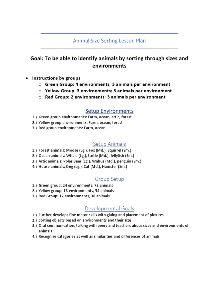 Animal Size and Environment Sorting | PDF | Wellness