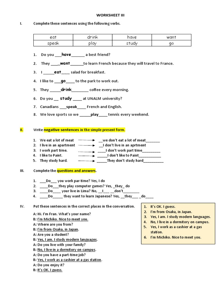 Worksheet Iii | PDF | Language Mechanics | Grammar