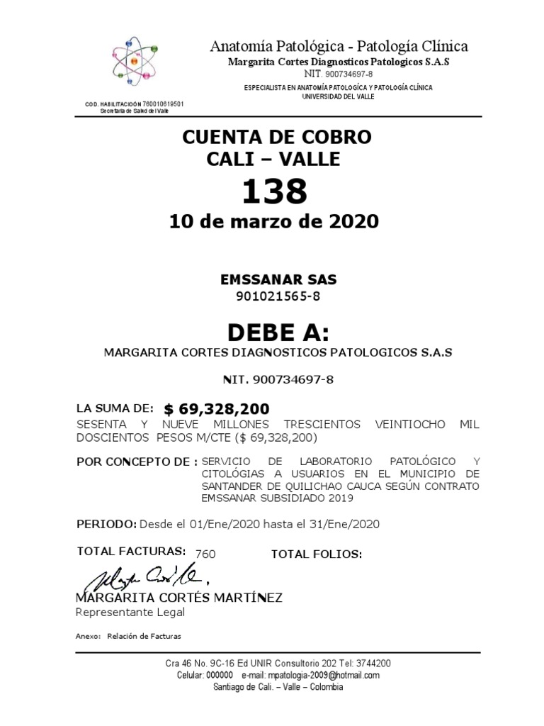 Cta Cobro 138 | PDF | Patología | Medicina CLINICA