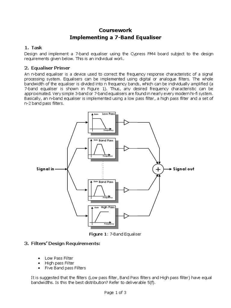 Coursework Implementing A 7-Band Equaliser: 1. Task | PDF | Equalization (Audio) | Filter ...