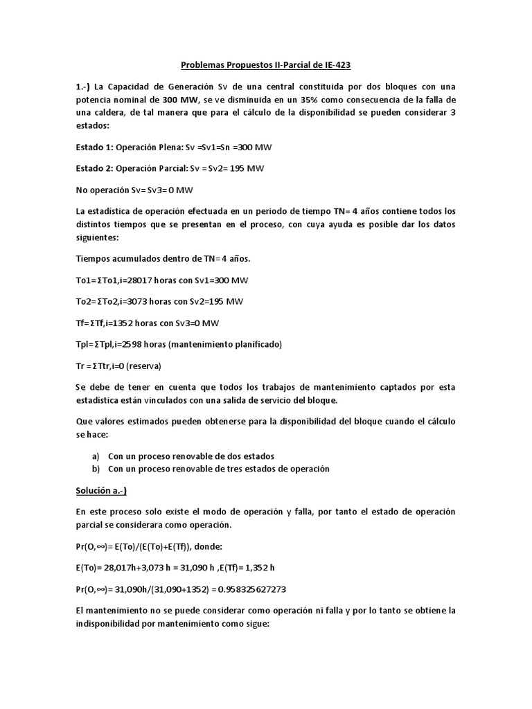 Problemas Propuestos Ii Parcial Ie 423 Solución Corr Ej 2 Pdf