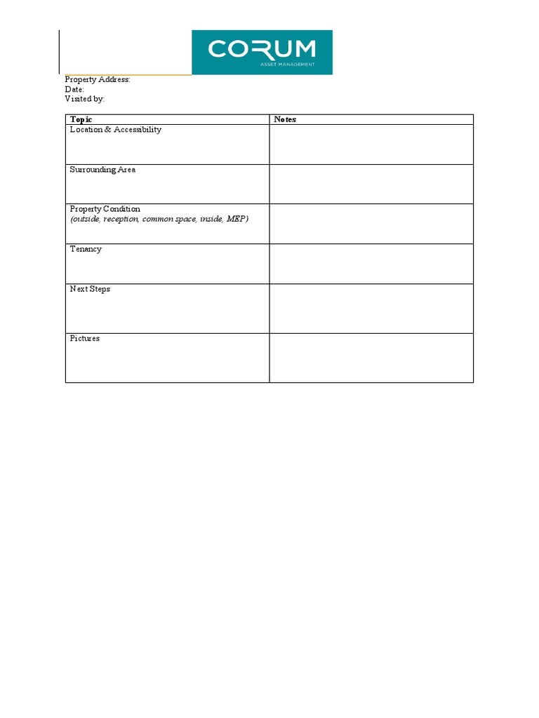 Site Visit Template | PDF