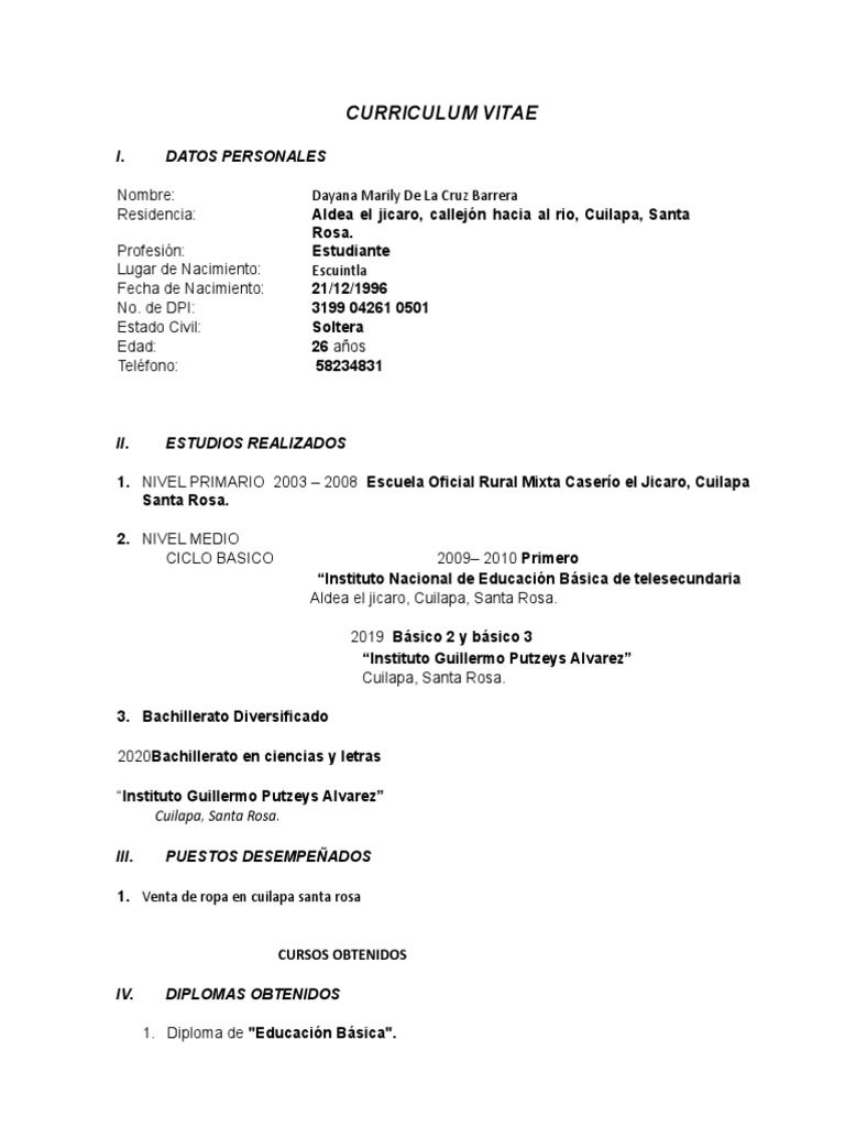 Curriculum Vitae: I. Datos Personales | PDF