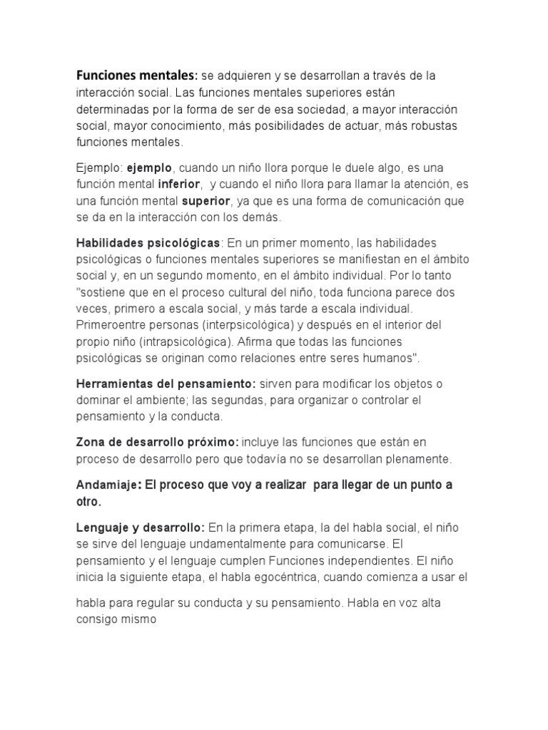 Funciones Mentales Ejercicio | PDF