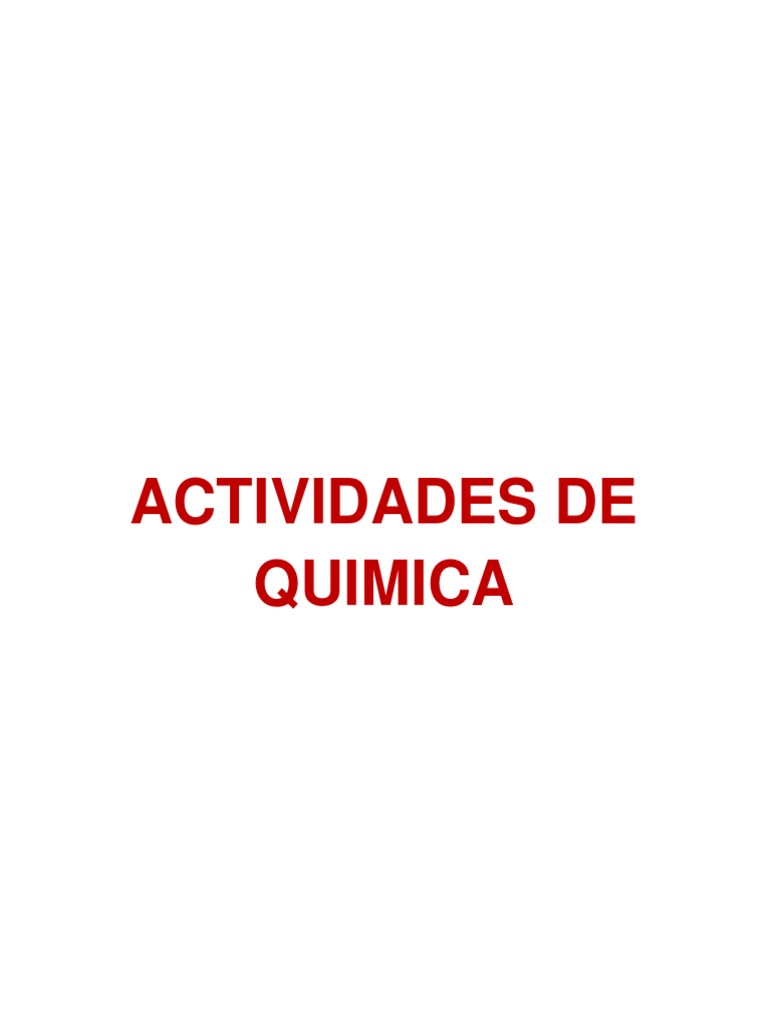 Actividades de Quimica (Sexto) | PDF | Equilibrio químico | Agua