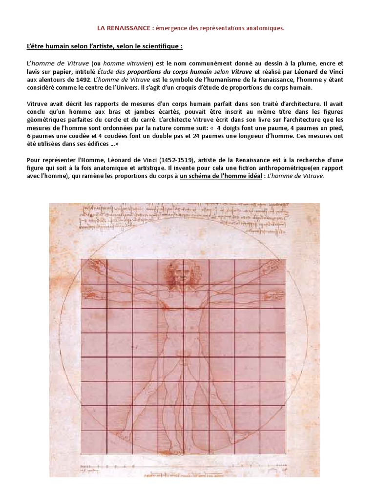 L'Homme de Vitruve : Proportions et Humanisme | PDF