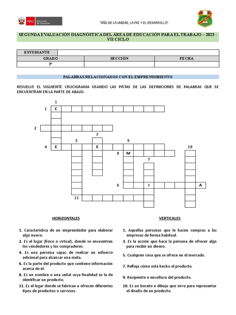 Crucigrama - Ept - 2° | PDF